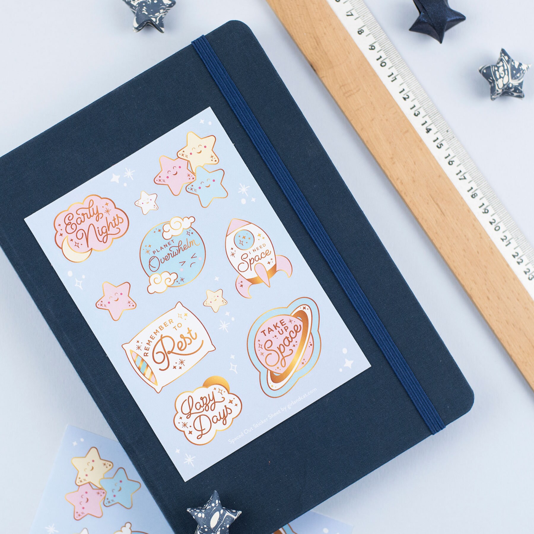 Pastel Space Themed Self Care Vinyl Sticker Sheet - A6 Rainbow Pink ...