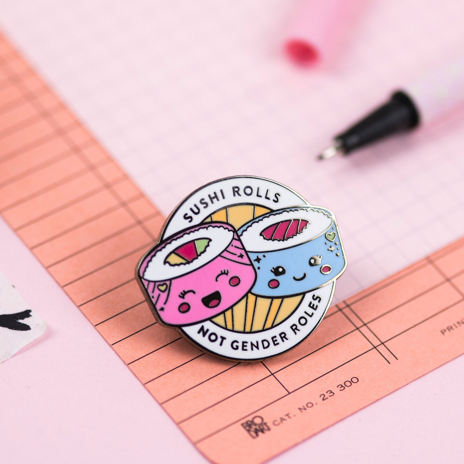 Sushi Rolls Not Gender Roles Enamel Pin Feminist Pin Badge - Etsy