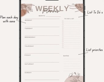 Digital Weekly Planner - Etsy