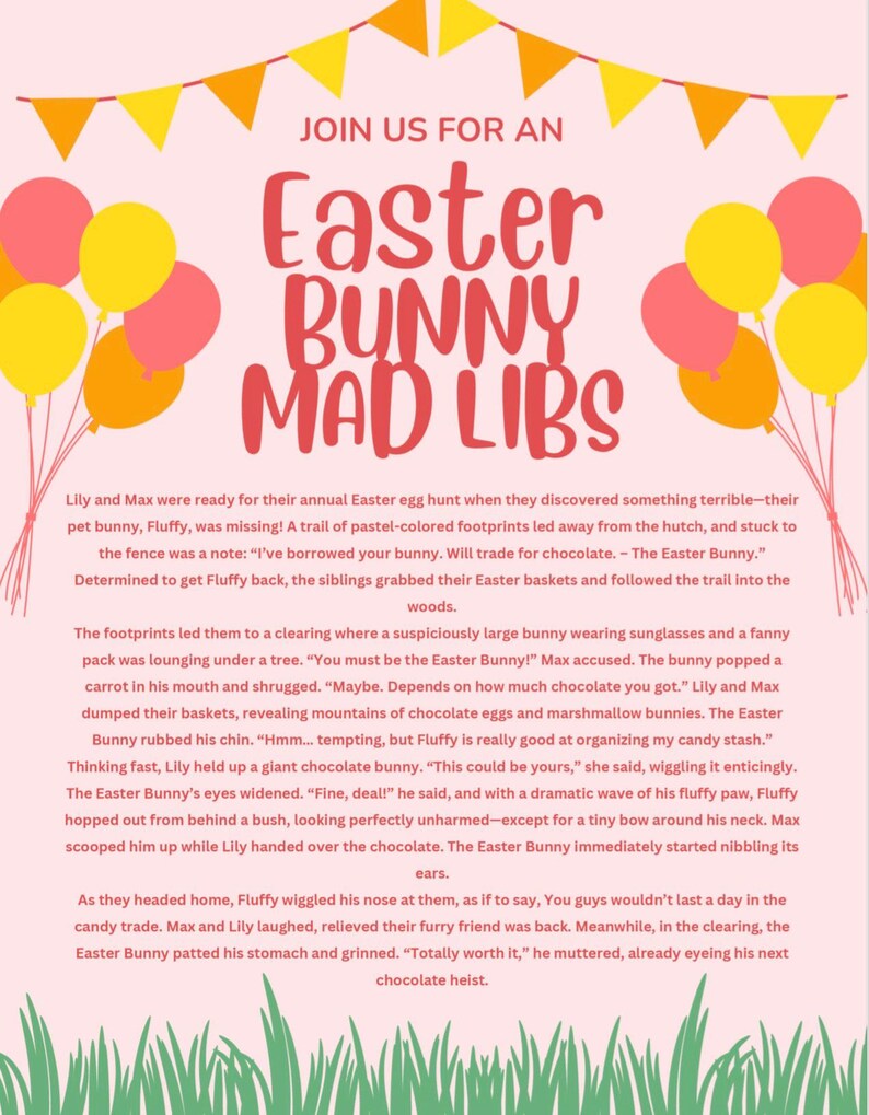 Easter Mad Libs | Printable Easter Game | Easter Activity for Kids and ...