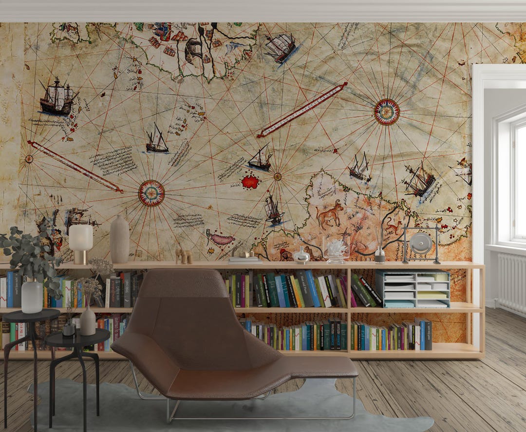 Piri Reis Antique World Map Wall Mural - Peel and Stick Wallpaper ...