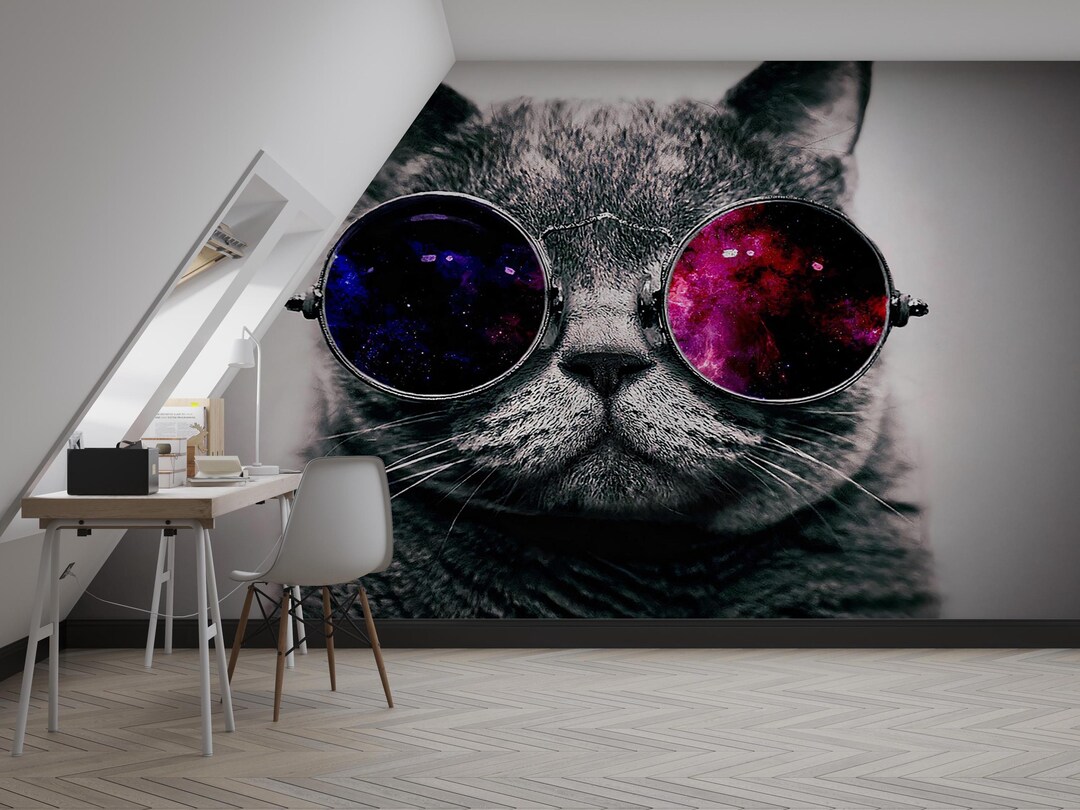 Stylish Cat Wall Mural - 3D Self-adhesive and Removable Wall Decor for ...