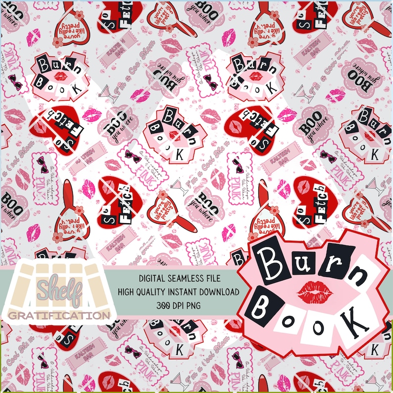 Burn Book Seamless PNG File: Mean Girls Tumbler Design (commercial ...
