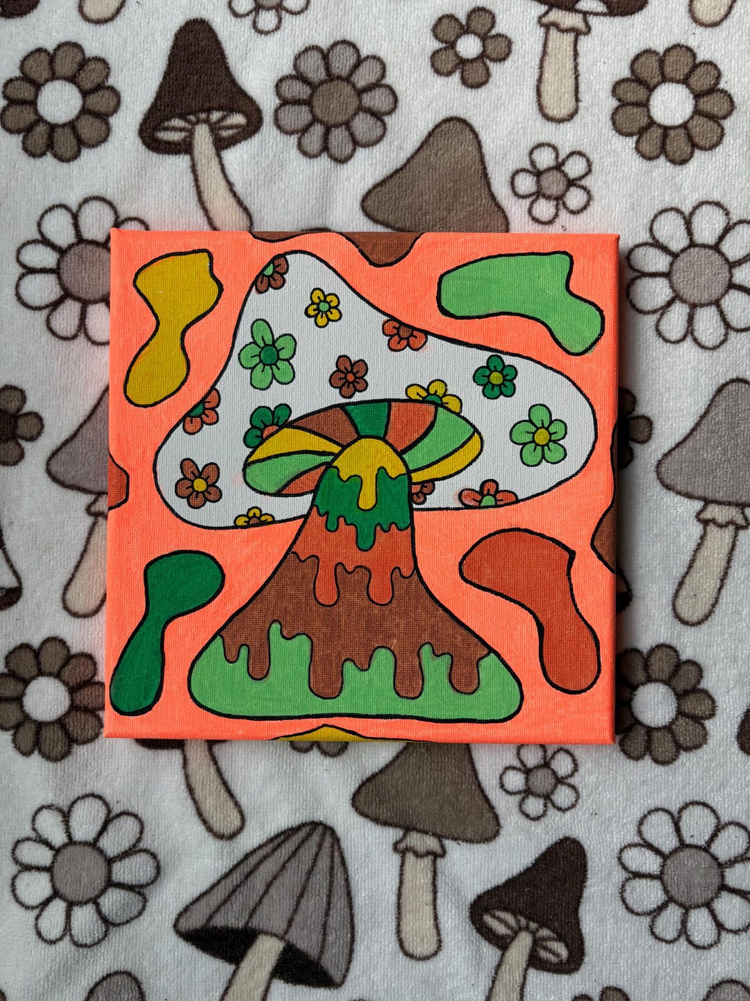 70s Mushroom Painting - Etsy