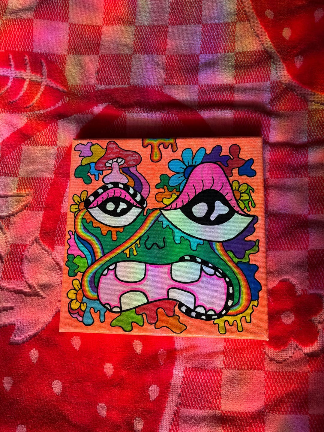 Trippy Rainbow Canvas Painting - Posca Paint Art - Etsy