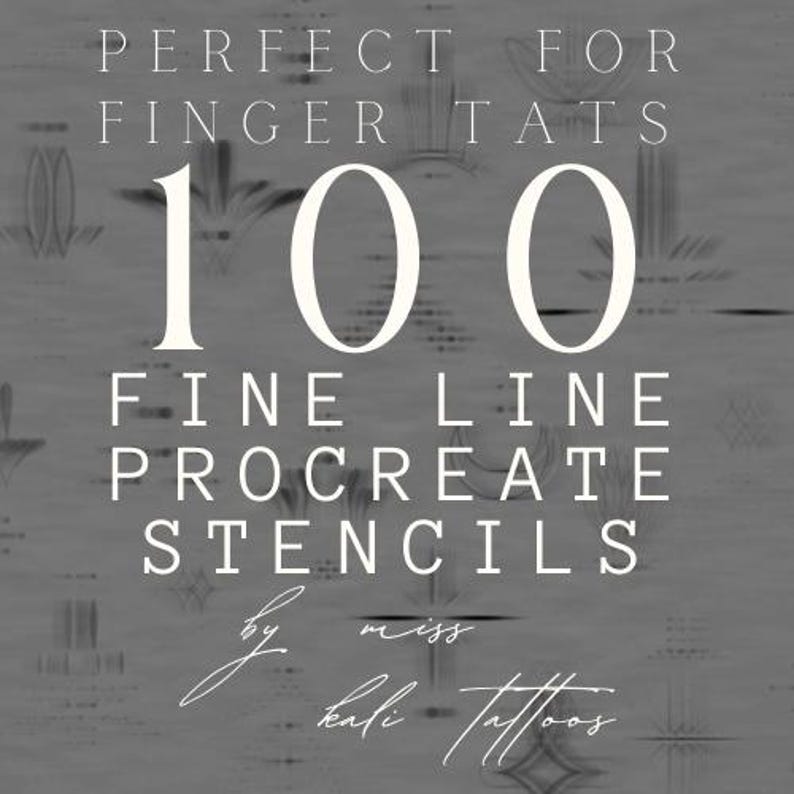 Fine Line Finger Tattoo Stencils | 100 Procreate Ornament Stamps ...