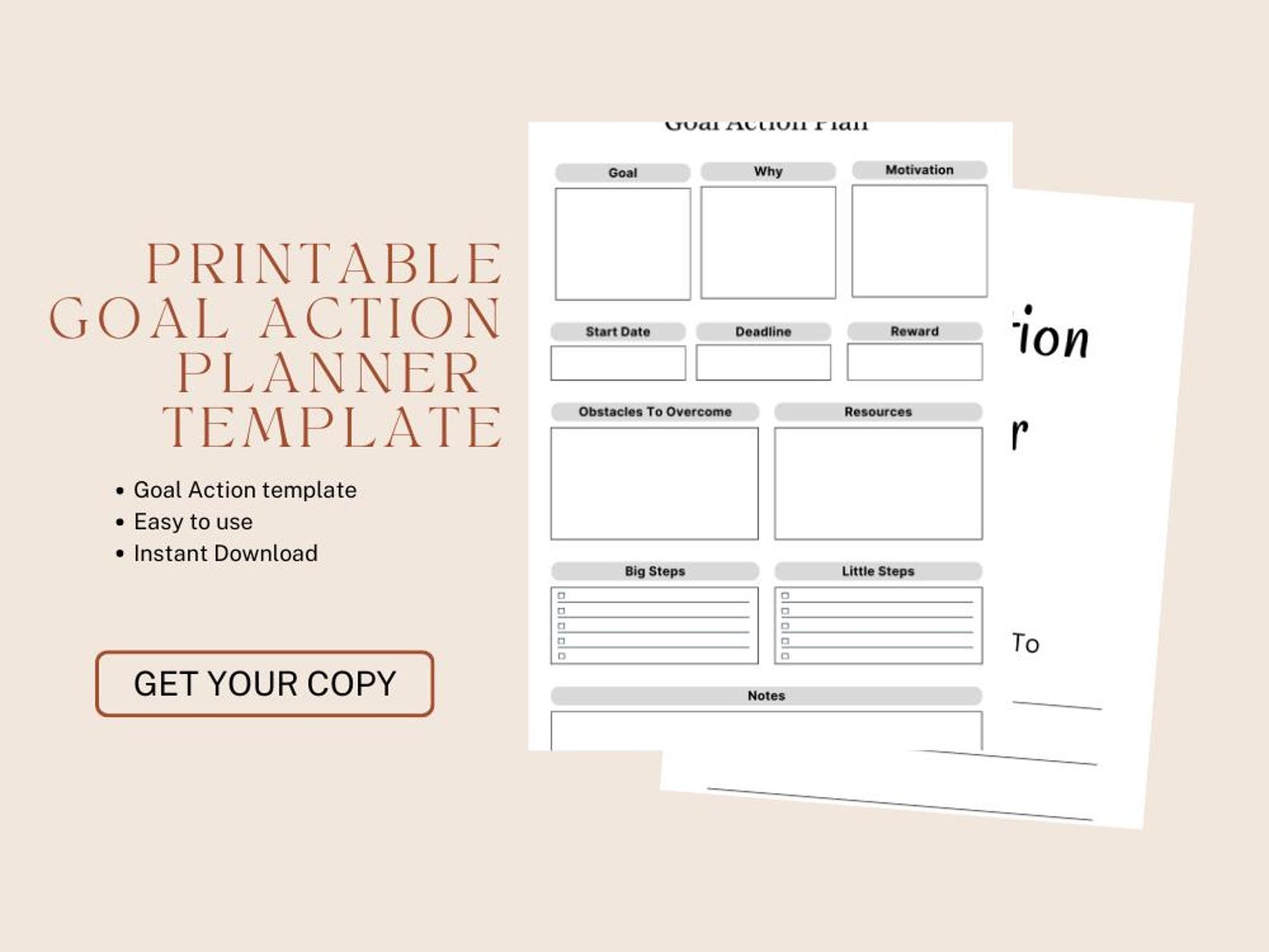 Printable Goal Tracker | Goal Planning and Progress Tracker PDF ...