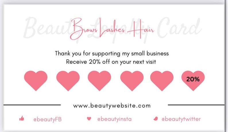 Pink Business Card Template | Loyalty Card Template | Appointment Card ...