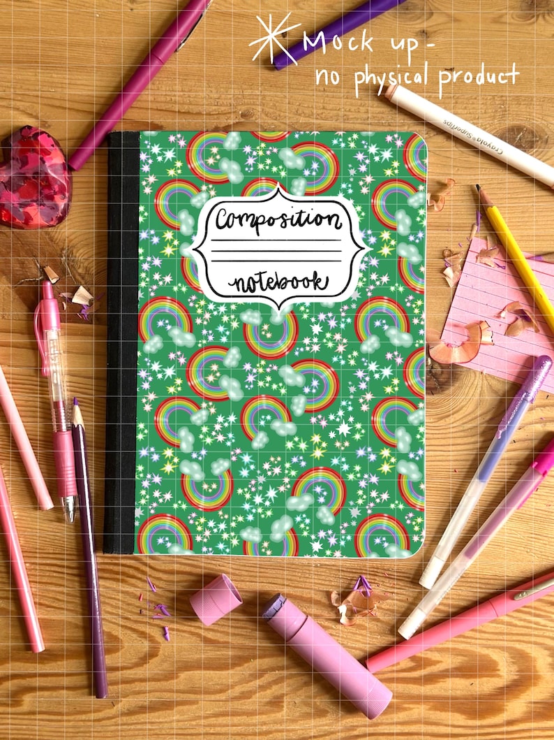 Rainbow Composition Notebook Cover Art: Green School Journal (digital ...