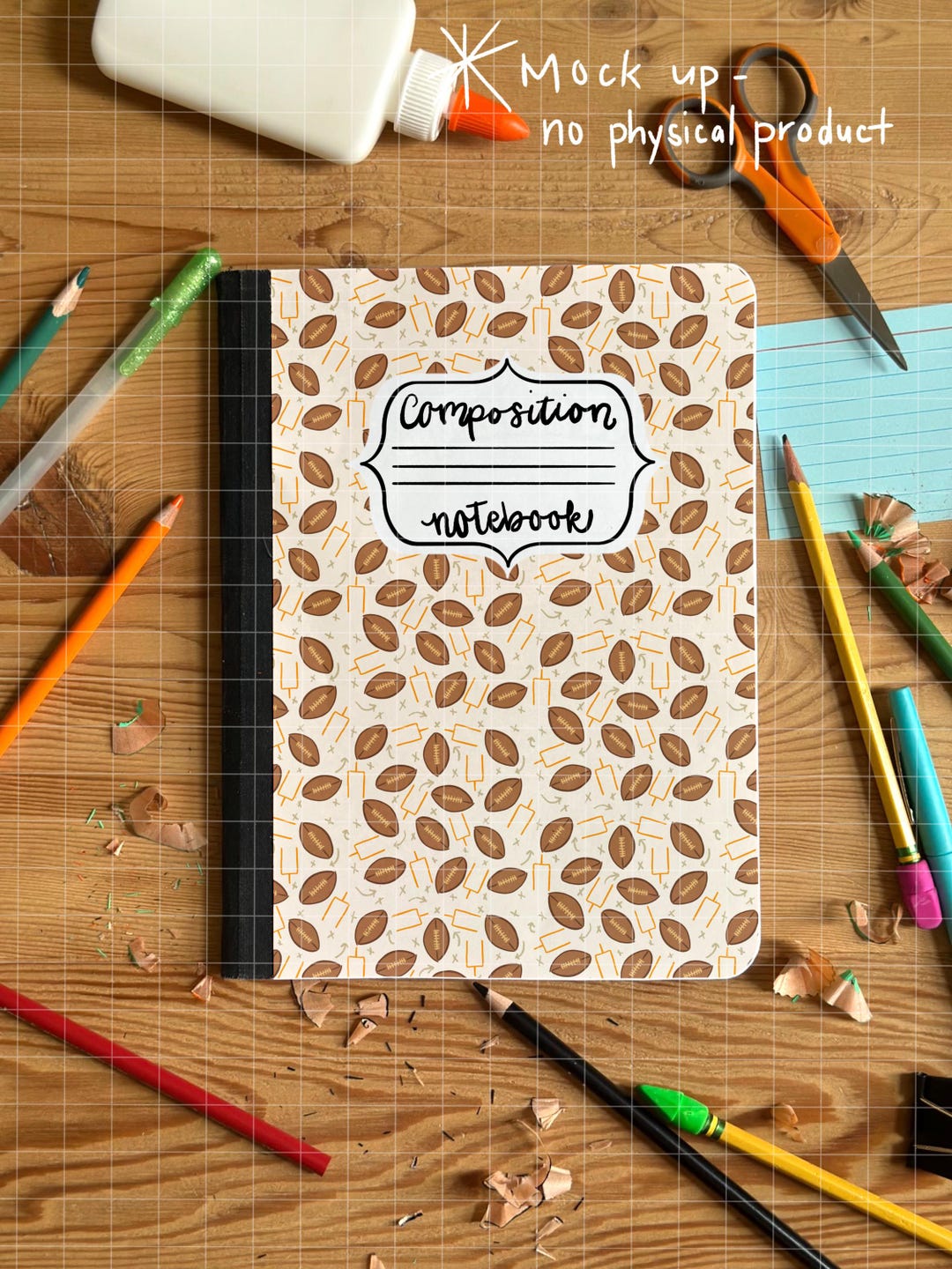 Football Composition Notebook Cover Art: Back to School PNG (digital ...