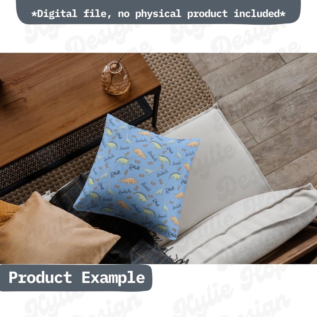 Cutecore Dinosaur Seamless Pattern: Hand-drawn Digital Paper (PNG) - Etsy