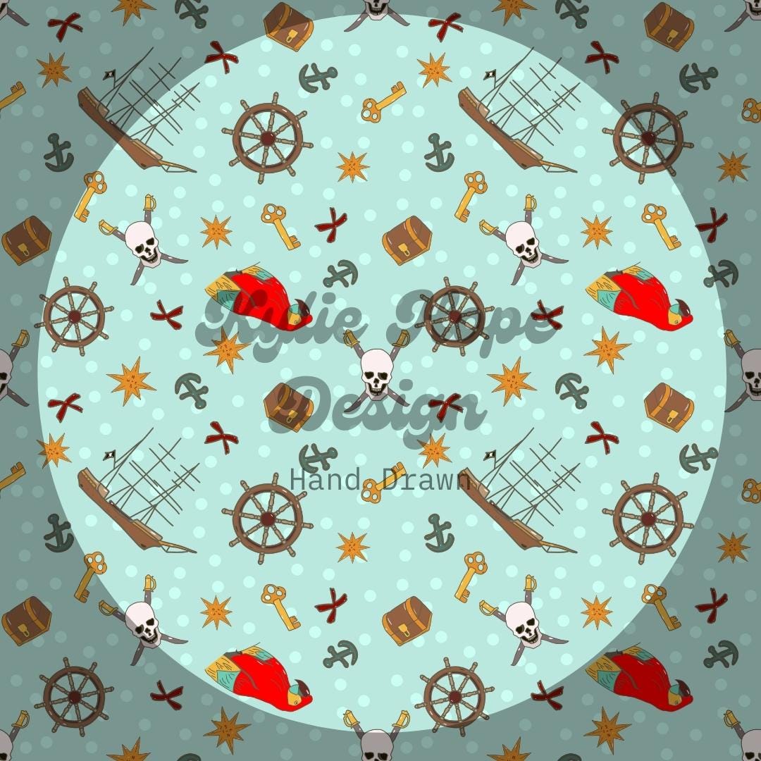 Pirate Polka Dots PNG Seamless Pattern Hand Drawn Download Digital ...