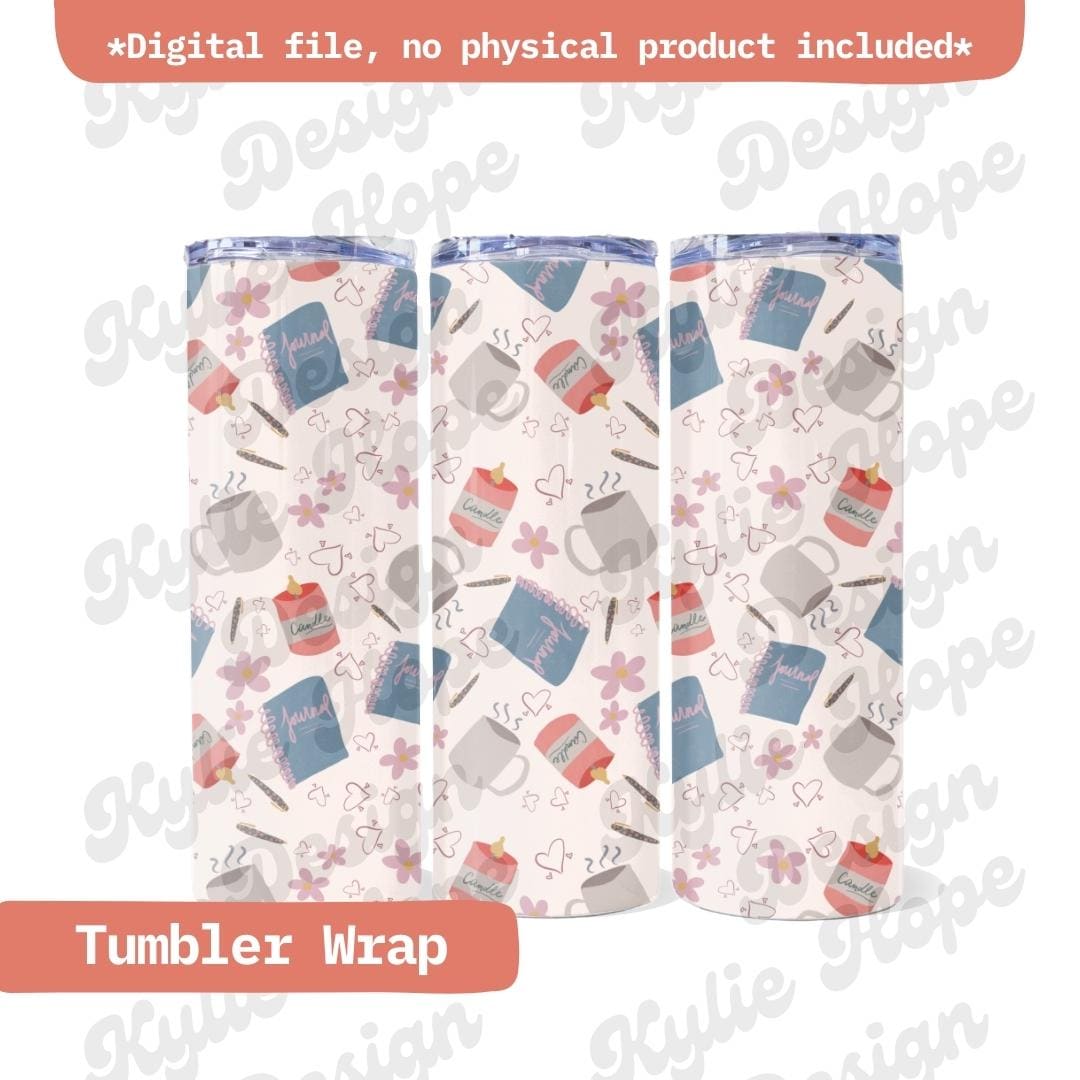 Cutecore Cozy Journals Tumbler Wrap 20 Oz Hand Drawn PNG Download ...