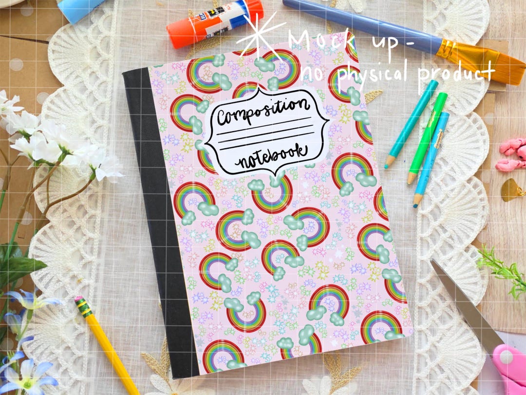 Rainbow Composition Notebook Cover Art: Pink School Journal (digital ...