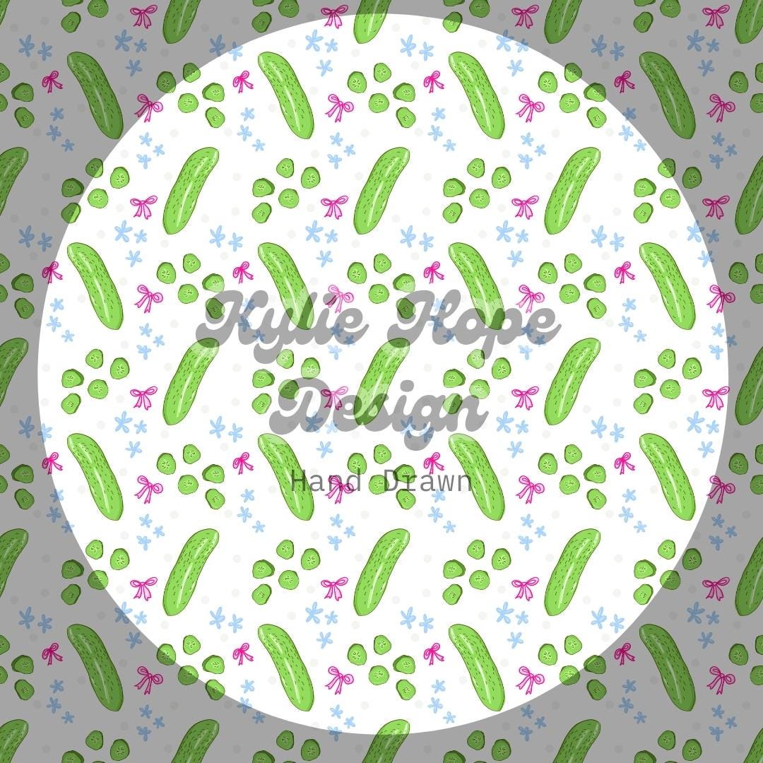 Pickle Seamless Pattern: Hand-drawn Cutecore Fabric (digital Download ...