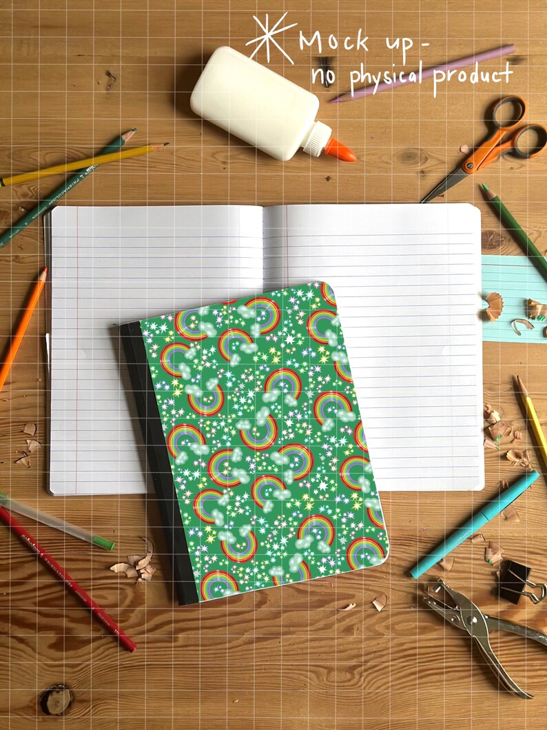 Rainbow Composition Notebook Cover Art: Green School Journal (digital ...