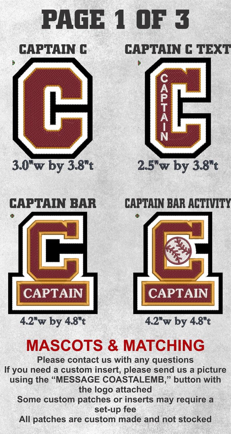 Chenille Captain & MVP Custom Letterman Jacket Patches - Etsy