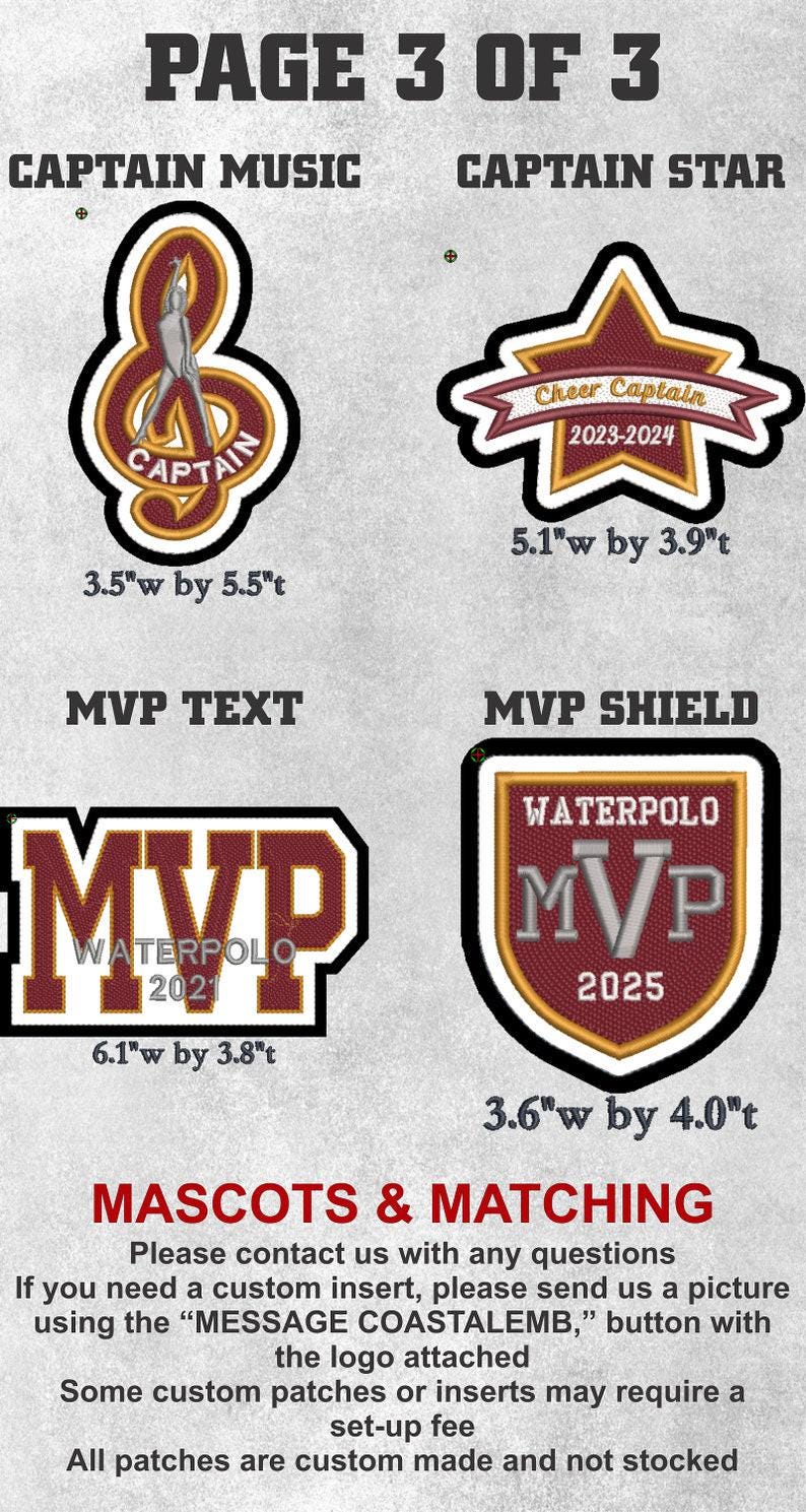 Chenille Captain & MVP Custom Letterman Jacket Patches - Etsy