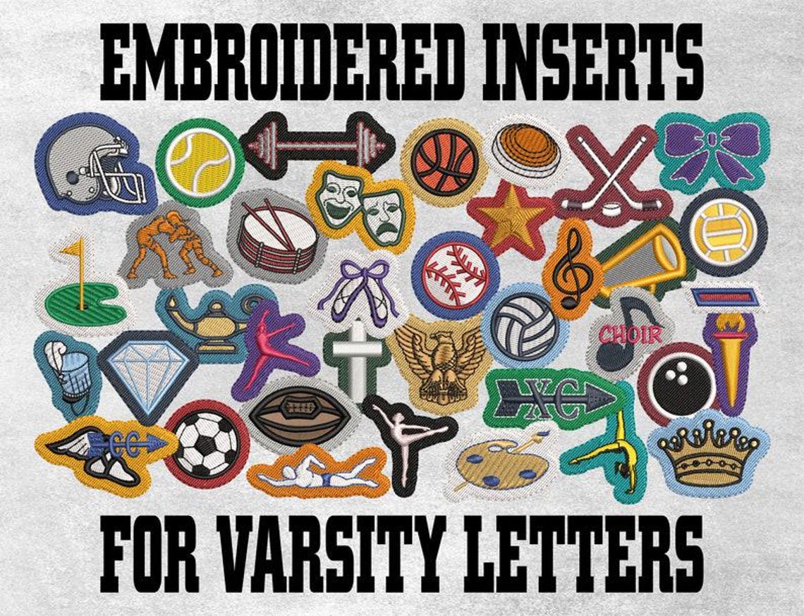 Embroidered Sports & Academic Inserts | Custom Letterman Jacket Patch ...