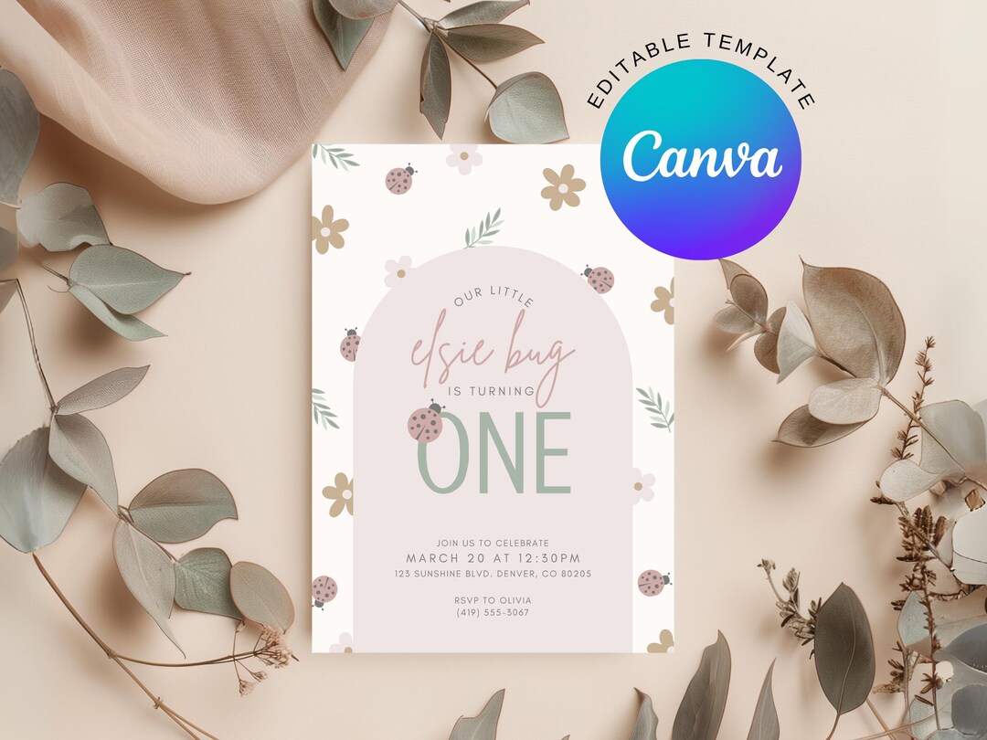 Editable First Ladybug Invitation, Ladybug Birthday Invitation, Our ...