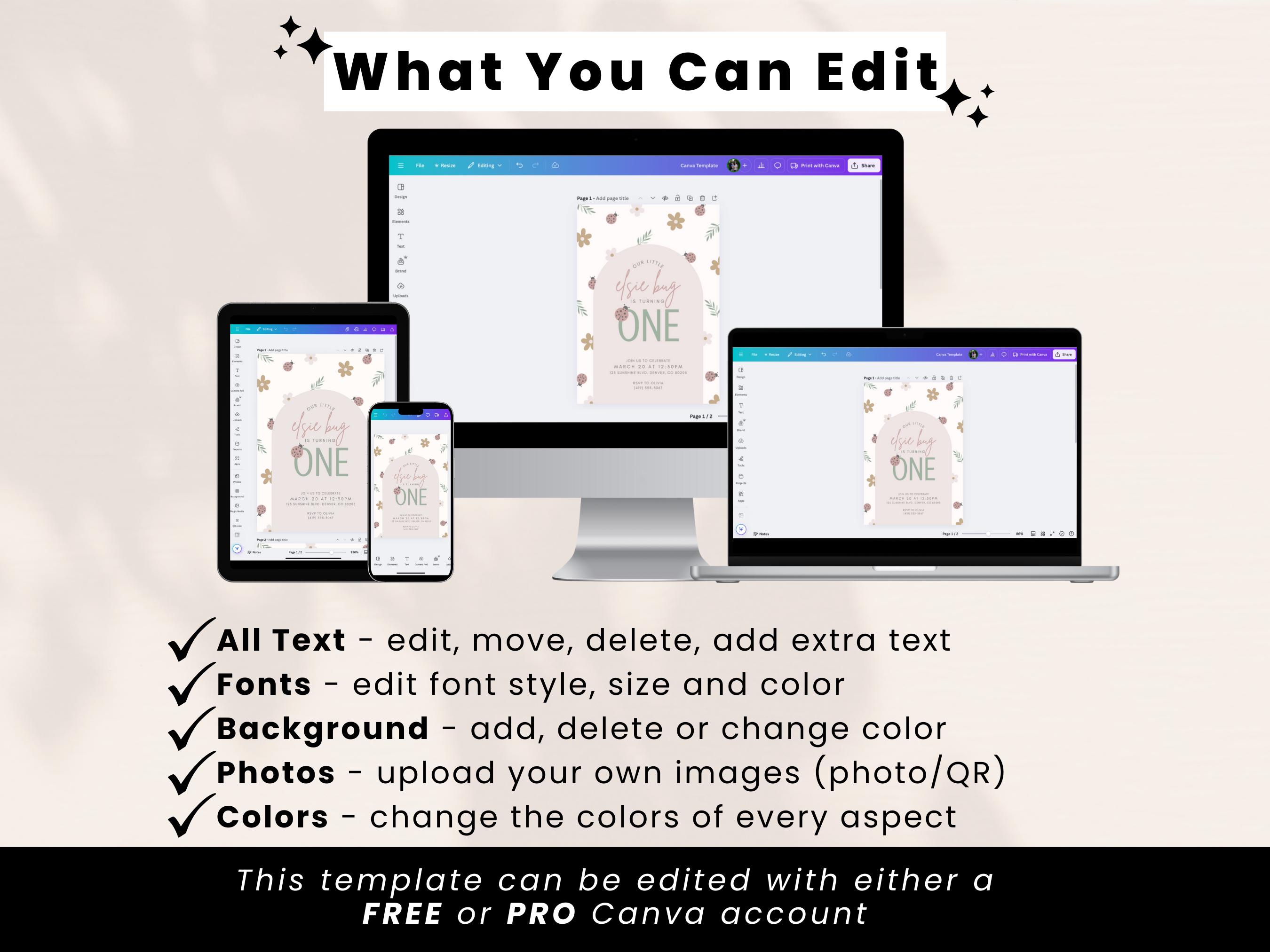 Editable First Ladybug Invitation, Ladybug Birthday Invitation, Our ...