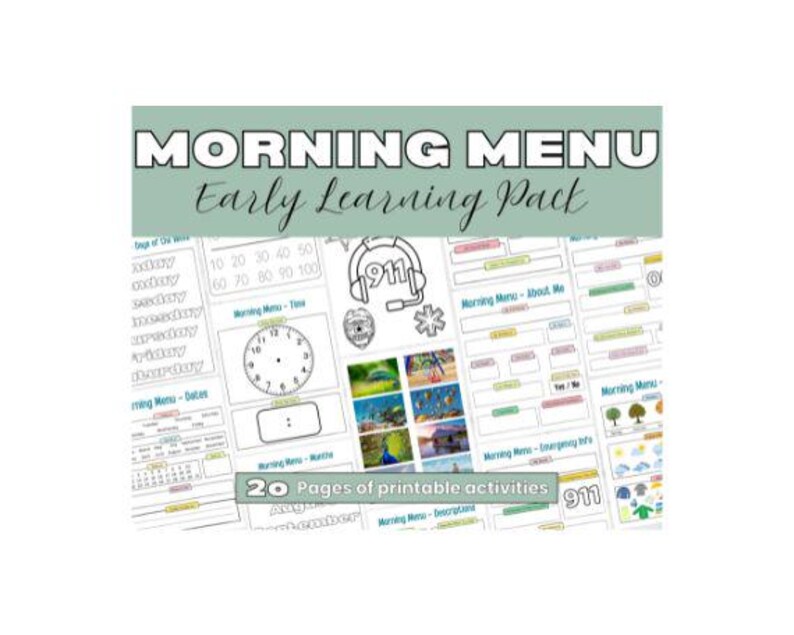 Morning Menu Homeschooling Printable Activities Pack | Ages 4-10 | Home ...