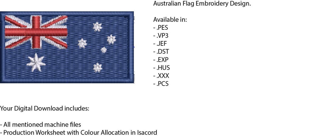 Australia Flag Embroidery File Multiple Formats - Etsy