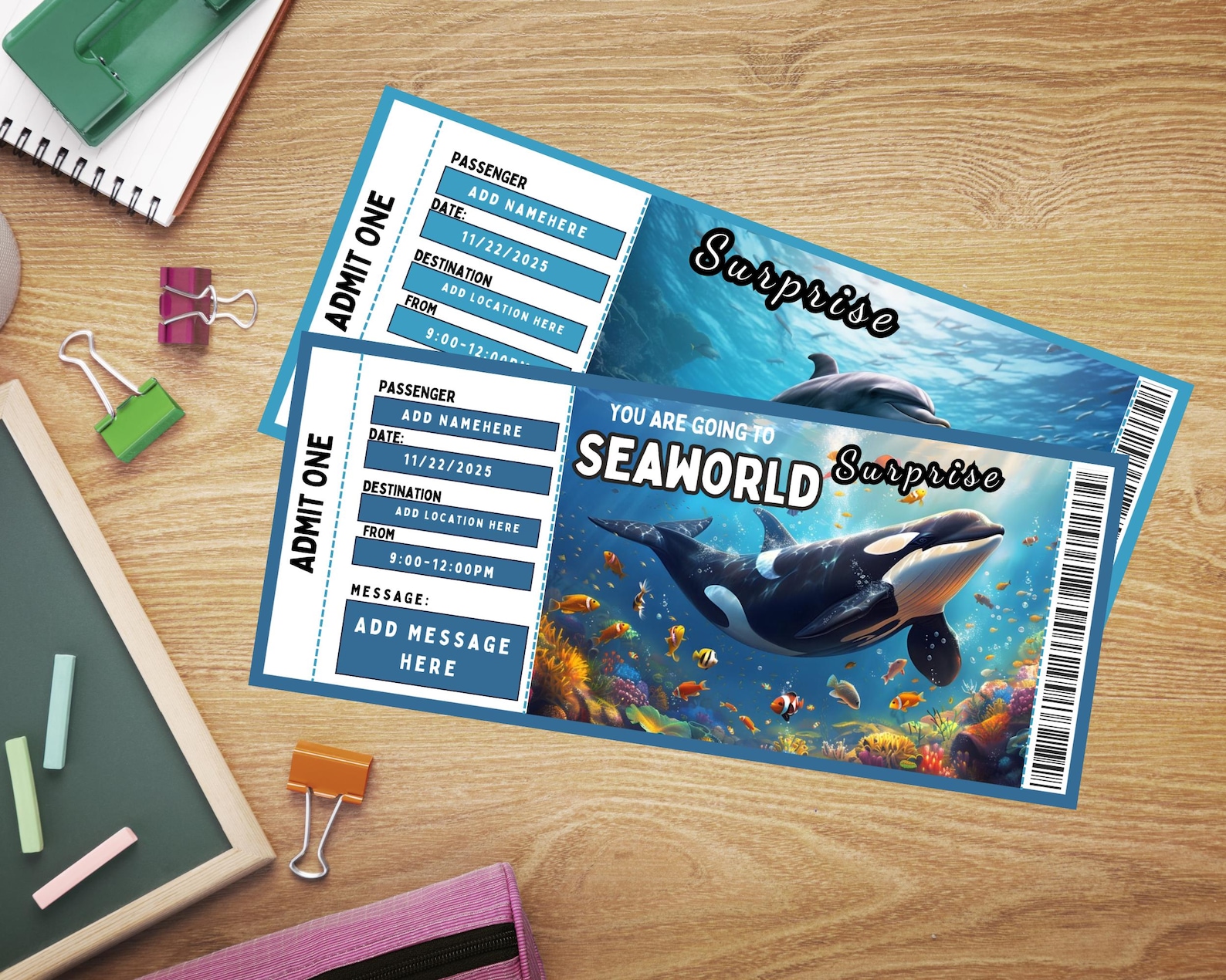 Editable Seaworld Trip Ticket Template, Boarding Pass Ticket, Ticket ...