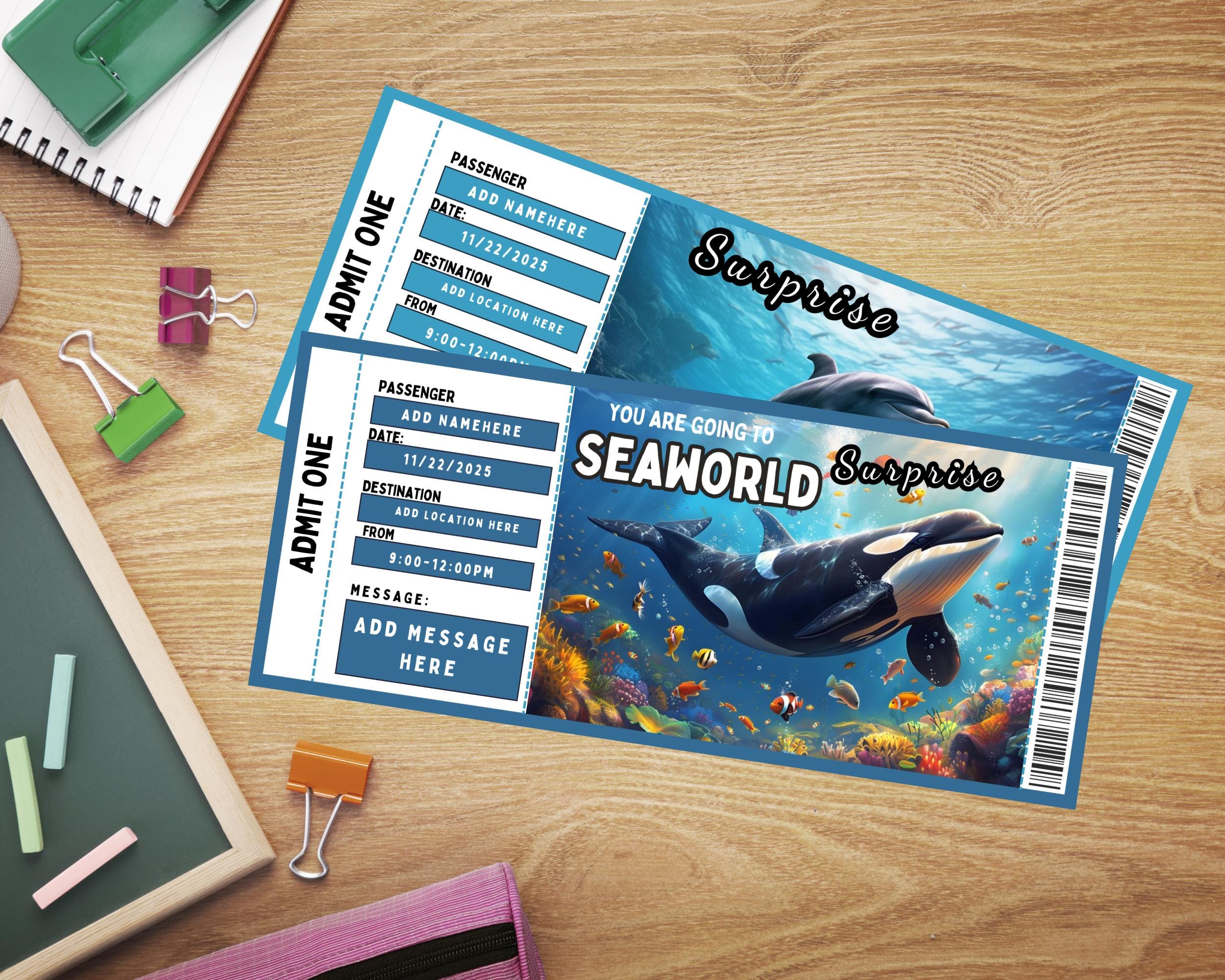 Editable Seaworld Trip Ticket Template, Boarding Pass Ticket, Ticket ...