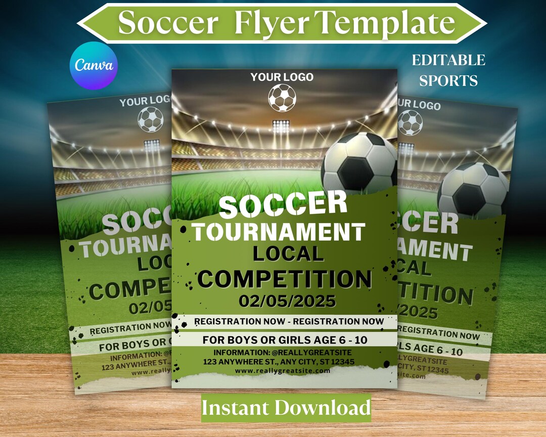 Soccer Flyers Template, Soccer Sport Party, Game Day Flyer, Soccer Team ...
