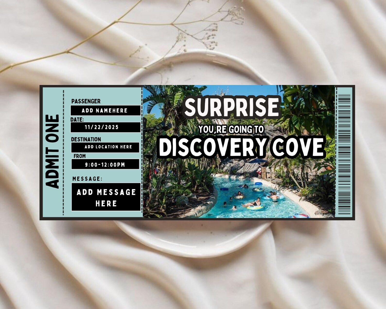 Discovery Cove Surprise Trip Gift Ticket, Trip Reveal Gift, Printable ...