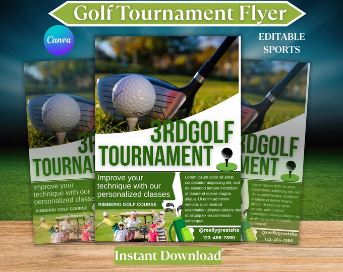 Editable Golf Tournament Flyer, Golf Flyer, Gold Lessons Flyer, Golf ...