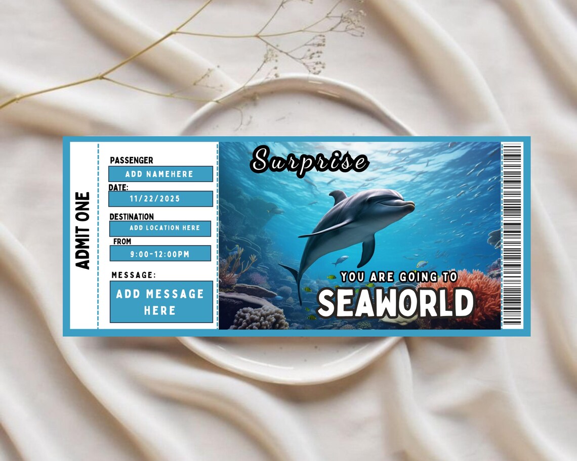 Editable Seaworld Trip Ticket Template, Boarding Pass Ticket, Ticket ...