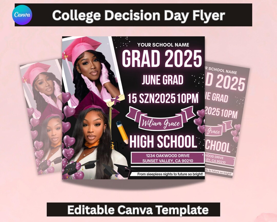 College Decision Day Flyer, Graduation Party Flyer, College ...
