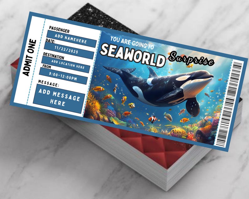 Editable Seaworld Trip Ticket Template, Boarding Pass Ticket, Ticket ...