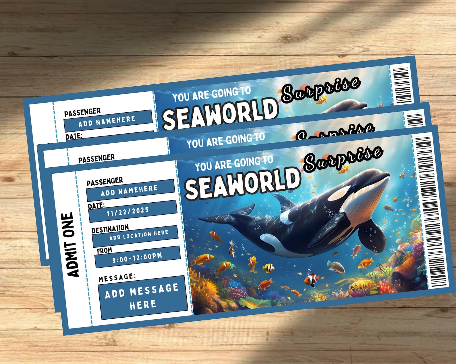 Editable Seaworld Trip Ticket Template, Boarding Pass Ticket, Ticket ...