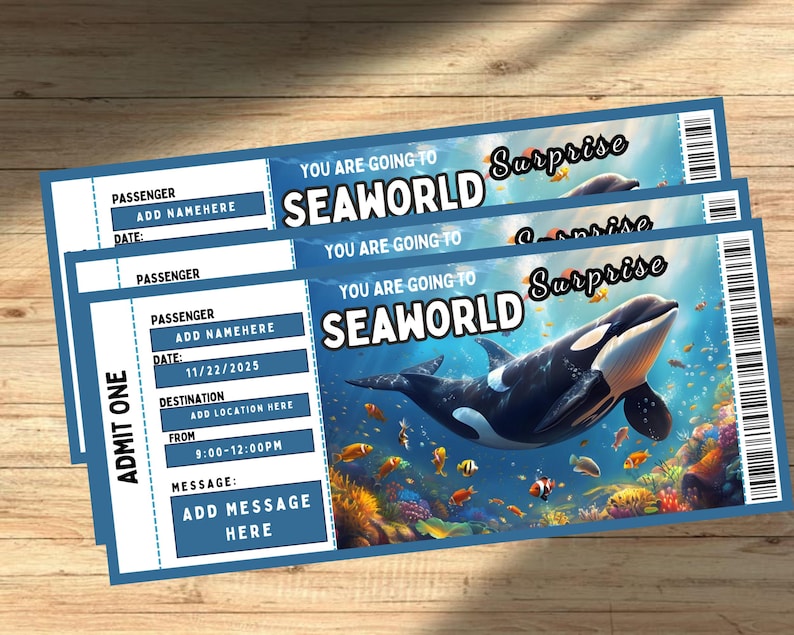 Editable Seaworld Trip Ticket Template, Boarding Pass Ticket, Ticket ...