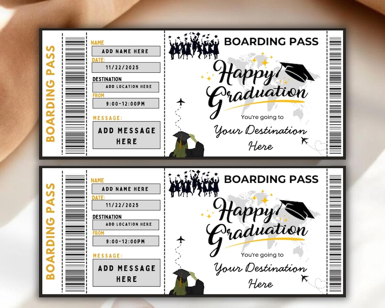 Graduation Boarding Pass Template, Printable Graduation Surprise Gift ...