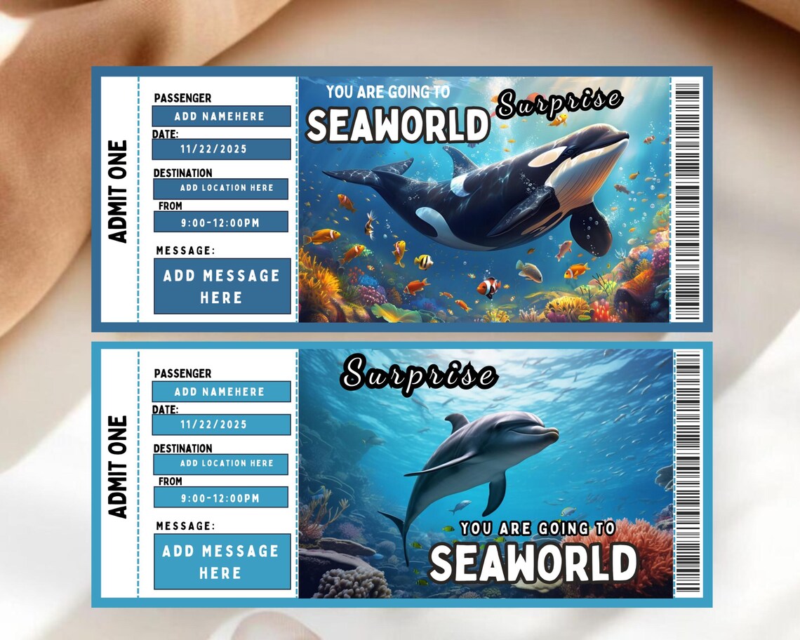 Editable Seaworld Trip Ticket Template, Boarding Pass Ticket, Ticket ...