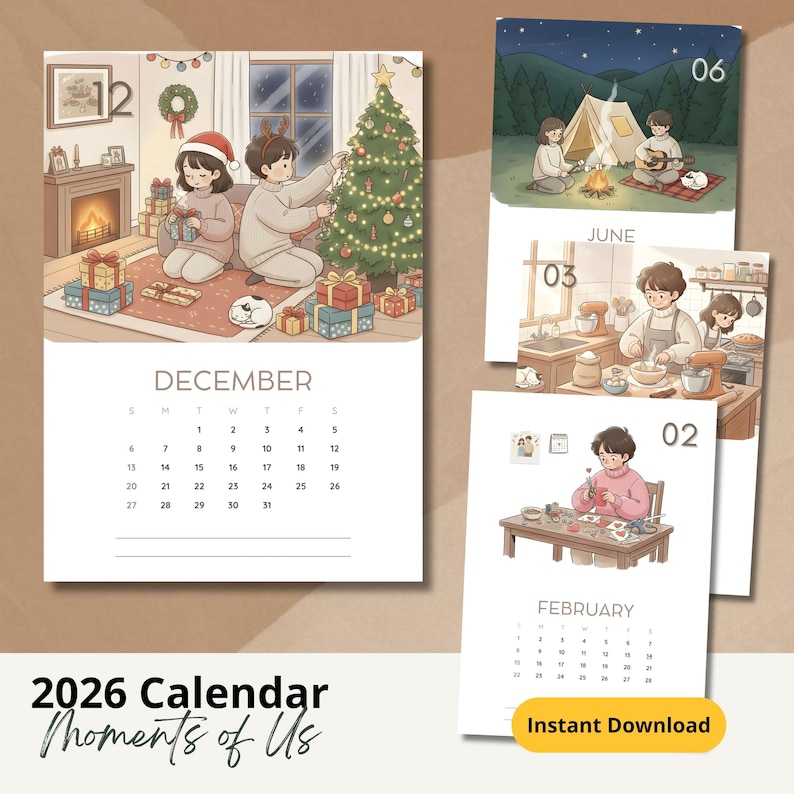 2026 Illustrated Calendar, Romantic Wall Art & Gift - Etsy