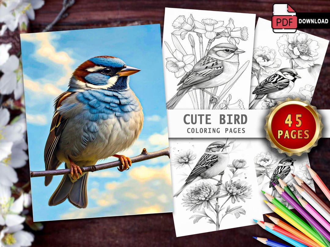 45 Bird Coloring Pages: Ai-generated Illustrations (PDF Download) - Etsy