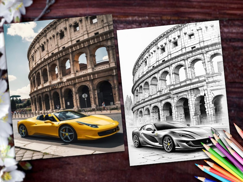 Ferrari Coloring Book - 50 Pages of High-speed Fun | Printable Digital ...