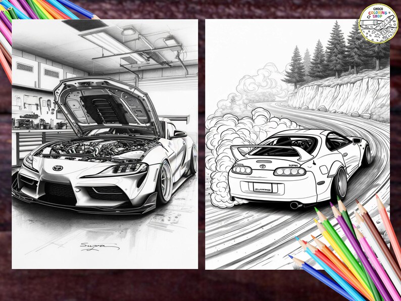 Toyota Supra Coloring Book: 50 Pages of High-speed Car Fun (PDF ...