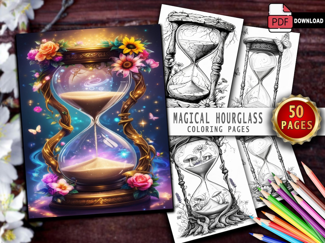 50 Hourglass Coloring Pages: Enchanting Designs for Adults & Kids (PDF ...