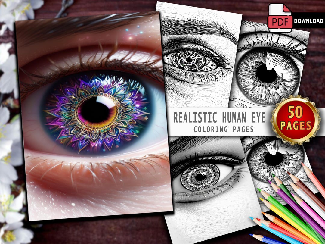 50 Realistic Human Eye Coloring Pages – Adult and Kids Coloring Book ...