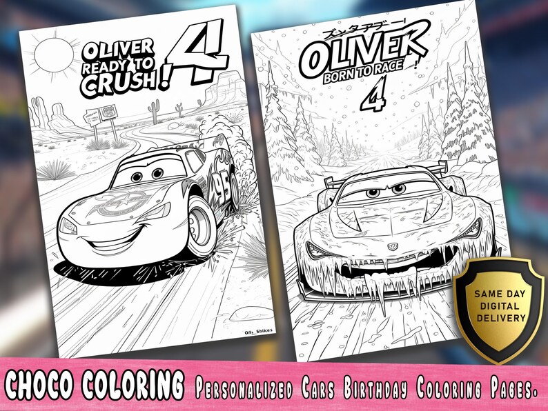 Personalized Cars Birthday 7 Coloring Pages – Custom Name and Age ...