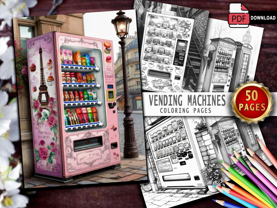 50 Vending Machine Coloring Pages: Grayscale & Color Inspiration ...