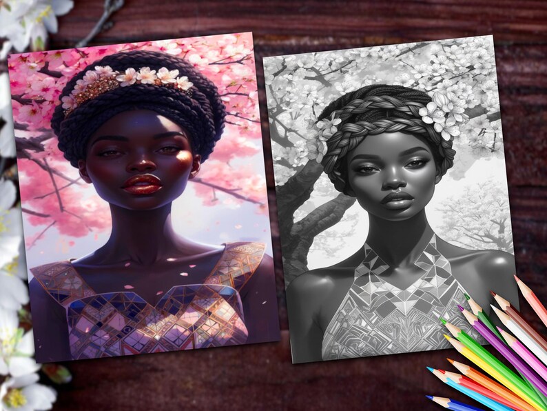 40 Blooming Black Girls Coloring Pages | Afro Beauty Flowers Coloring ...