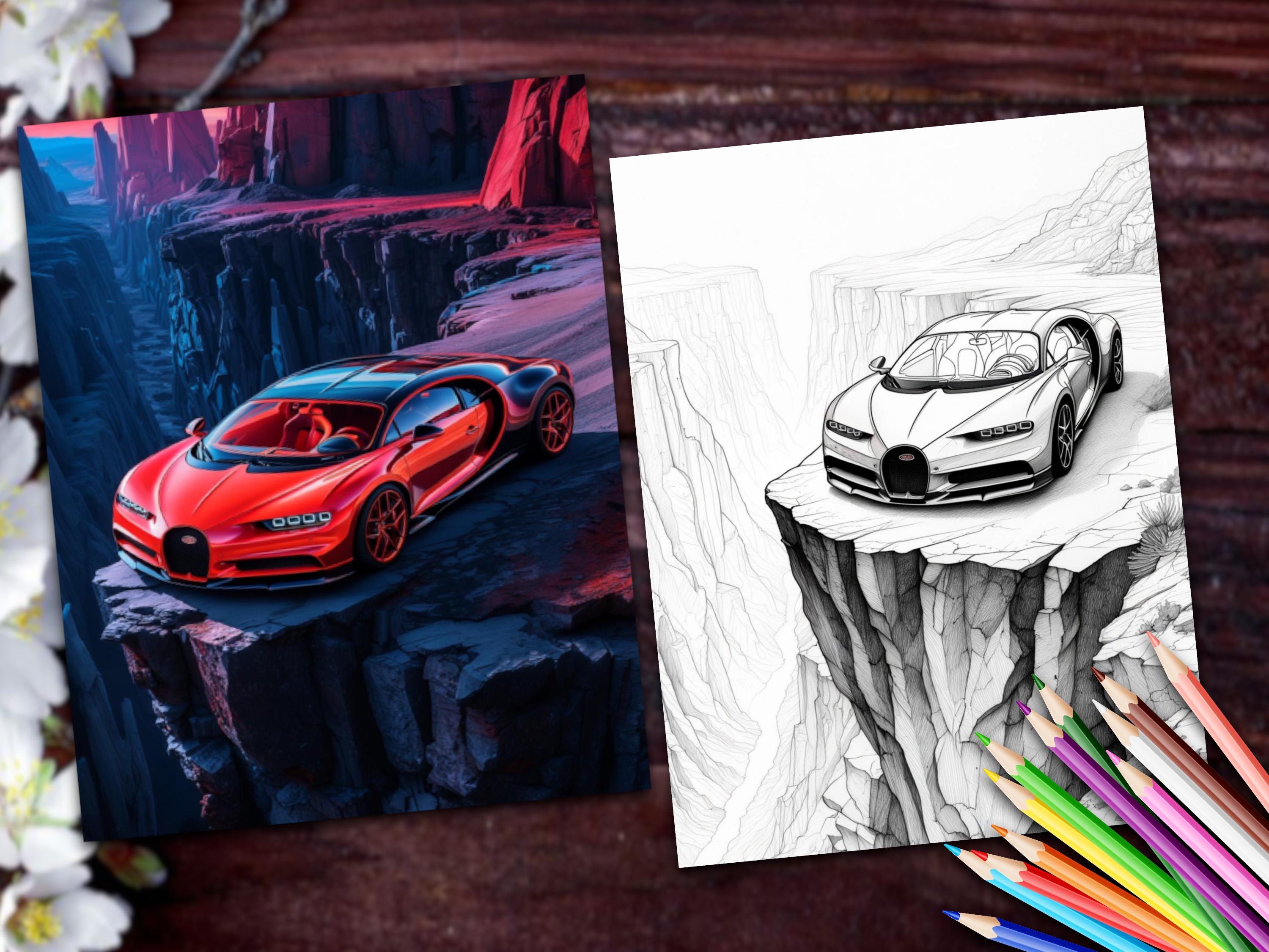 Luxury Bugatti Chiron Coloring Book - 50 Pages of High-speed Fun ...