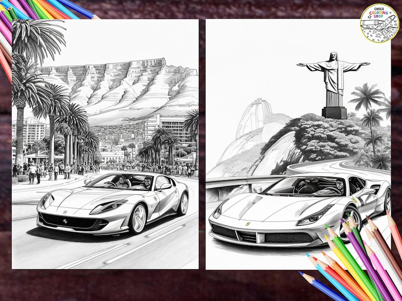 Ferrari Coloring Book - 50 Pages of High-speed Fun | Printable Digital ...